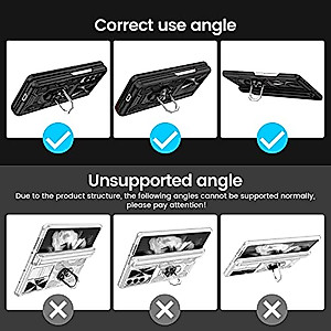 VEGO for Galaxy Z Fold 3 Case with Camera Cover, Hinge Protection Case with Front Screen Protector & 360°Ring Magnetic Kickstand Protective Armor Case for Samsung Galaxy Z Fold 3 - Midnight Black