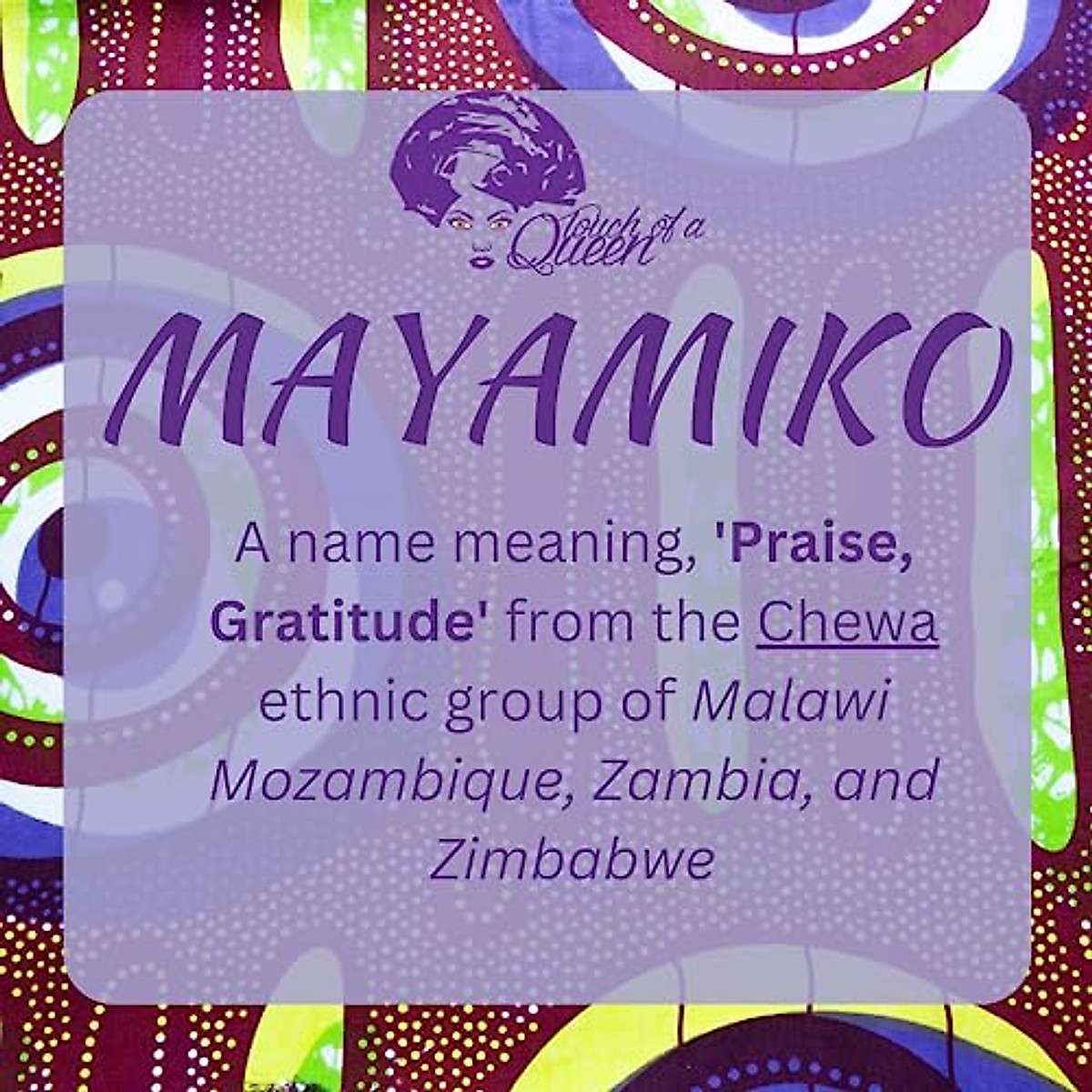 Touch of a Queen African Print Pattern Ankara Headwrap Turban Headband Hair Scarf (Mayamiko)