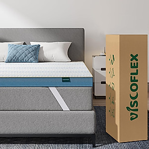 VISCOFLEX 4 Inch Twin XL Mattress Topper, Memory Foam Mattress Topper Twin XL Size for College Dorm Bed, Gel Foam Mattress Topper for College Dorm Extra Long XL Single Bed