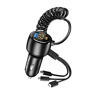 Phmnkl 66W High-Speed Car Charger - 5-Port Fast Charging Hub with PD & QC3.0, Universal Compatibility for iPhone 15/14/13/12/11, Samsung Galaxy S23/S22/S21, Note20/10, Pixel & More Devices