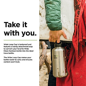 Klean Kanteen Wide Loop Cap, Leak Proof Wide Mouth Stainless Steel Interior Cap