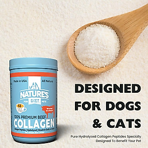 Nature's Diet Premium Beef Collagen Peptides Powder for Dogs & Cats, Joint & Skin Health Support