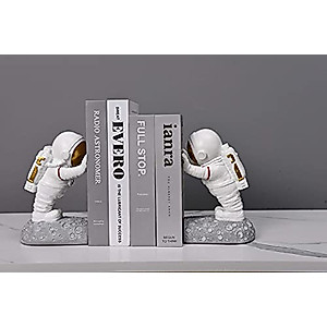 Bundle 2pcs Decor Resin Astronaut Bookends Decor Kids Bedroom Astronaut Toys Outer Space Themed Astronaut Figurine (Gold)