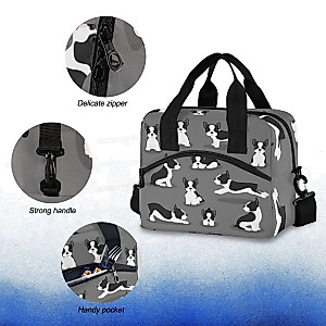 Glaphy Boston Terrier Dog Animal Lunch Bag Insulated Lunch Box Food Container Meal Prep Cooler Handbag for School Office Outdoor Picnic