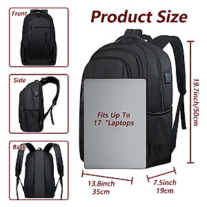 Ogetok Men Travel Backpack for 17.3" Laptop,Business Casual Computer Daypack School Student Bookbag w/ USB Charging Port,Grey