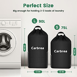 Carbrea Laundry Backpack - Small Laundry Bag with Straps Heavy-duty Laundry Bags for Traveling College Dorm Camp - Black