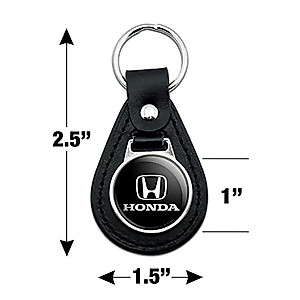 Black Leather Honda Logo Keychain