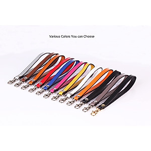 Xiazw Leather Wrist Strap Wristlet for Purse Wallet Clutch Key Keychain (Plain Leather Black with Silver Clasp)