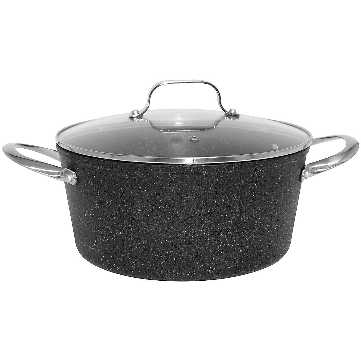 THE ROCK by Starfrit 6-Quart Stockpot/Casserole with Glass Lid and Stainless Steel Handles, Black