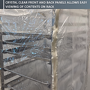 Formosa Covers | Bun Rack Cover For Bread Proofing Protecting Storage for Food, Pastry, Pizza Dough, Donut Sheet Pan Service Baked Goods Commercial Grade Side or Front Load 20 Tier, 26"W x 21"D x 63"H (All PVC Clear, White)