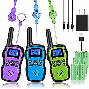 Wishouse Walkie Talkies for Kids Adult Long Range Rechargeable 3 Pack,Boy Wearable Walky Talky Set 2 Way Radio with USB Charger Battery,Camping Games Toy Birthday Xmas Gift for Girl Children Family