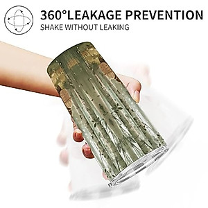 LLJEYOU Bear Hike Birch Forest Tumbler Insulated Stainless Steel Travel Tumbler Car Cup with Lid with Straw And Brush 590ml