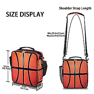 Basketball Lunch Boxes Bag for Kids, Lunch Box for Boys and Girls, Waterproof Insulated Lunch Bag Cooler Tote for School with Detachable Shoulder Strap