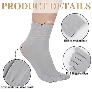 Bencailor 8 Pairs Womens Toe Socks Soft Breathable Ankle Five Toe Socks Thin Crew Finger Separator Socks for Athletic Running(Black, White, Gray, Beige,10.2 x 2.4 Inch)