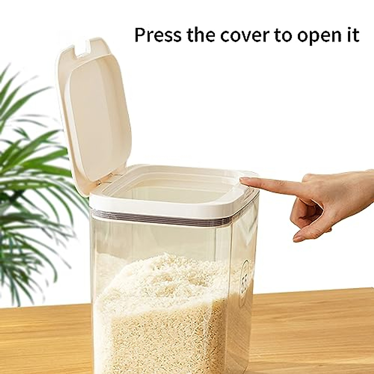 Qiveno Airtight Rice Storage Bin Flour Storage Container 10 Lbs/5.81Qt, Clear Food Container with Measuring Cup Airtight Lid for Kitchen Pantry Organization and Storage