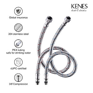 KENES Oil Rubbed Bronze Bathroom Sink Faucet Widespread Bathroom Faucet Two Handle, 8-Inch 3 Pieces Bathroom Vanity Faucet 3 Hole Lavatory Faucet with Supply Lines, KE-9050-8