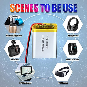 AKZYTUE 3.7V 1000mAh 803040 Lipo battery Rechargeable Lithium Polymer ion Battery with JST Connector