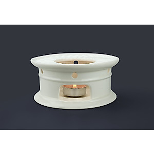 Sun's Tea Universal Ceramic Teapot Warmer | Tea Warmer - Round (Size - 4.25 in / 11 cm Diameter) - Candle Never Flames Out