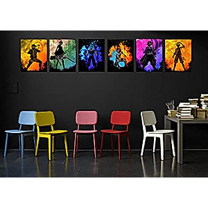 MTEBOCC Anime Poster Pack Teens Posters Bedroom Art - Room Decor Give Boy Gifts Canvas Wall Art Paintings Canvas HD Picture prints Set of 6 Unframed 8X10in