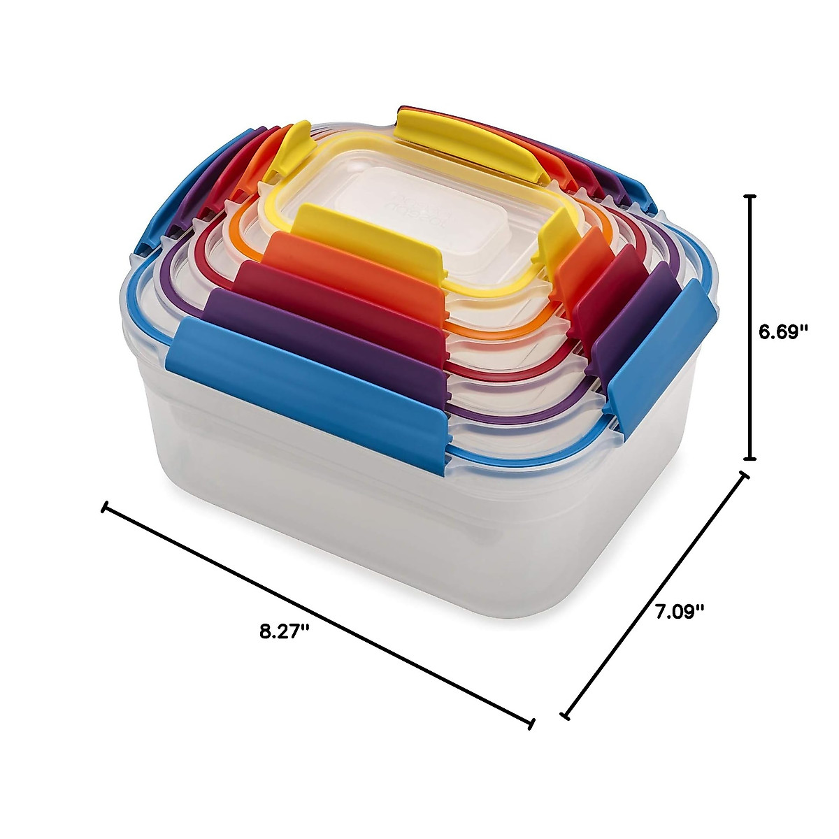 Joseph Joseph Nest Lock Plastic Food Storage Container Set with Lockable Airtight Leakproof Lids, 10-Piece, Multi-Color