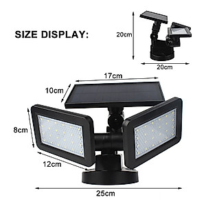 ZHUANYIYI Solar Lights Outdoor,LED Outdoor Waterproof Lighting Rotating Sensor Street Light,48 LED Solar Street Light,Decorative,for Home Garden
