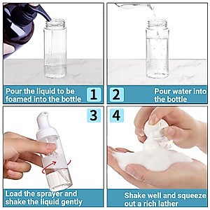80 Pcs 2 oz Foam Soap Dispensers Mini Cleaning Refillable Soap Bottles with Pump Plastic Foam Pump Bottle Empty Clear Foam Dispenser for Hand Soap Shampoo Sanitizer Liquid