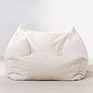 Bean Bag Chair Top Faux Cashmere Fleece Bean Bag Cover No Filler Adult Beanbag Chair Pouf Ottoman Sac Nest Floor Seat Sofa Couch Living Room Furniture (Color : Beige, Size : Empty Cover)