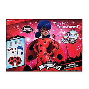 Miraculous: Tales of Ladybug and Cat Noir Deluxe Role Play Set Ladybug Costume Kids Fancy Dress Set with Mask and Accessories Ladybug Superhero Costumes for Girls and Boys