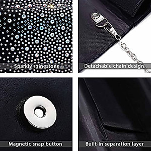 Yokawe Women Clutch Purse Sparkling Rhinestone Evening Bag Wedding Formal Party Prom Handbag (Black)