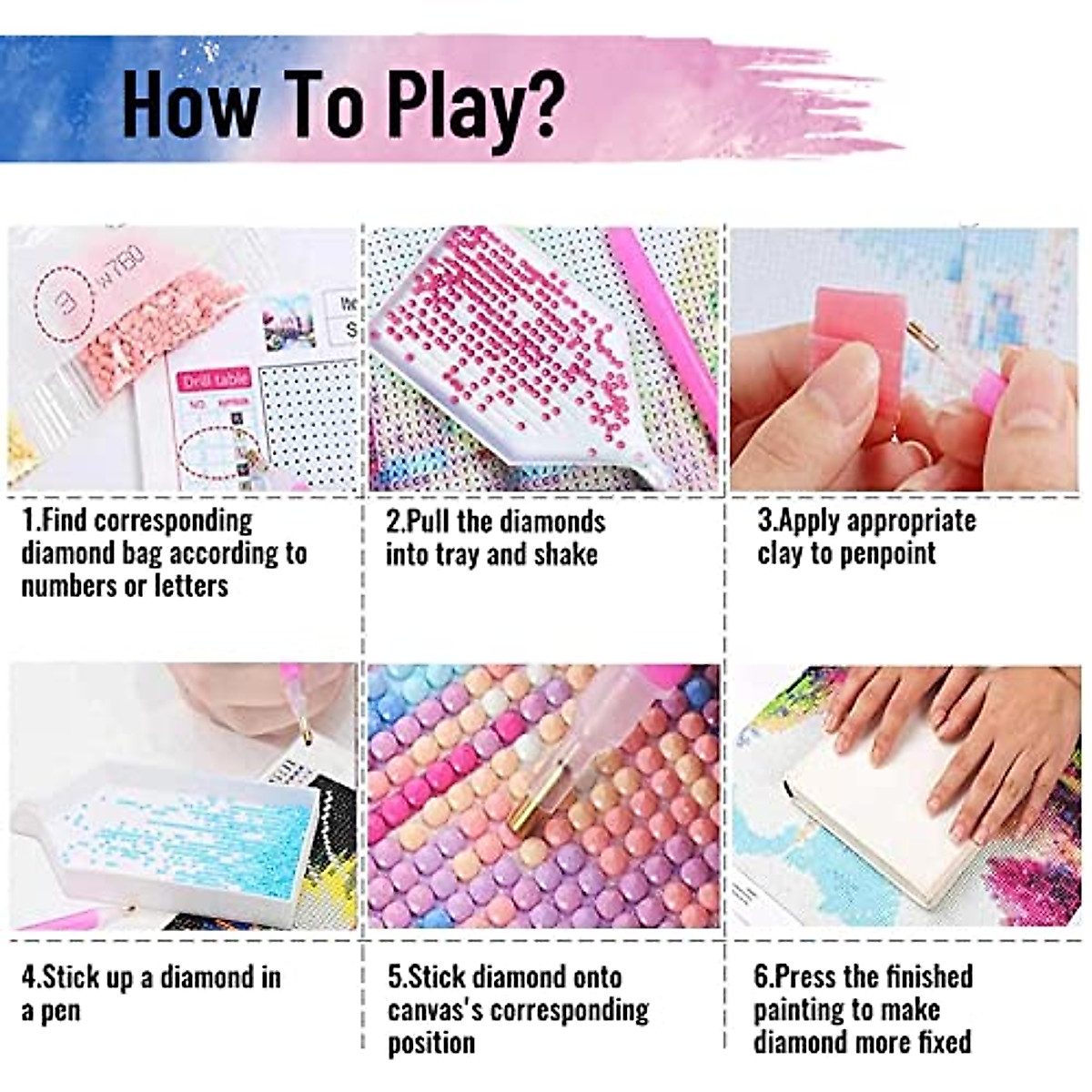 Mirztry 6 Pack Princess Diamond Painting Kits for Adults Kids Beginners, 5D Princess Diamond Art Kits for Adults Girls, Princess Paint by Diamonds Gem Painting Kits for Decor Gift (12x16 inch)