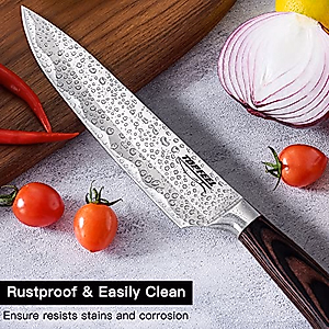 Professional Chef Knife Set High Carbon Stainless Steel Sharp Kitchen Knife Set 3 PCS, Japanese Cooking Knife with Sheath, Knives Set for Kitchen with Ergonomic Wood Handle and Gift Box