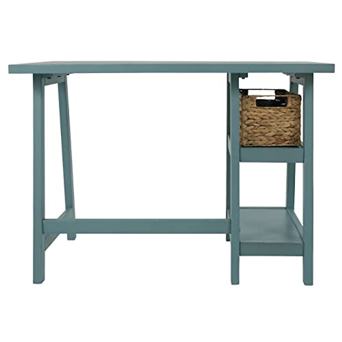 Signature Design by Ashley Mirimyn Vintage 42" Home Office Desk with Basket, Distressed Blue,Teal