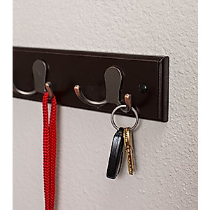 BIRDROCK HOME Dual Hook Coat and Hat Rack - 6 Dual Hooks - 27 Inches - Wall Mount - Decorative Home Storage - Entryway Foyer Hallway Bathroom Bedroom Rail - Oil Rubbed Bronze Hooks - Dark Brown Pine