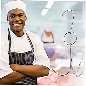 Levemolo 1pc Poultry Ham Practical Hanger S- Mutton Cooking Three Drying Useful for Use Kitchen Duck Hams Style Tools Prong Hook Home Shop Meat Grill Smoker Garden Professional Butcher