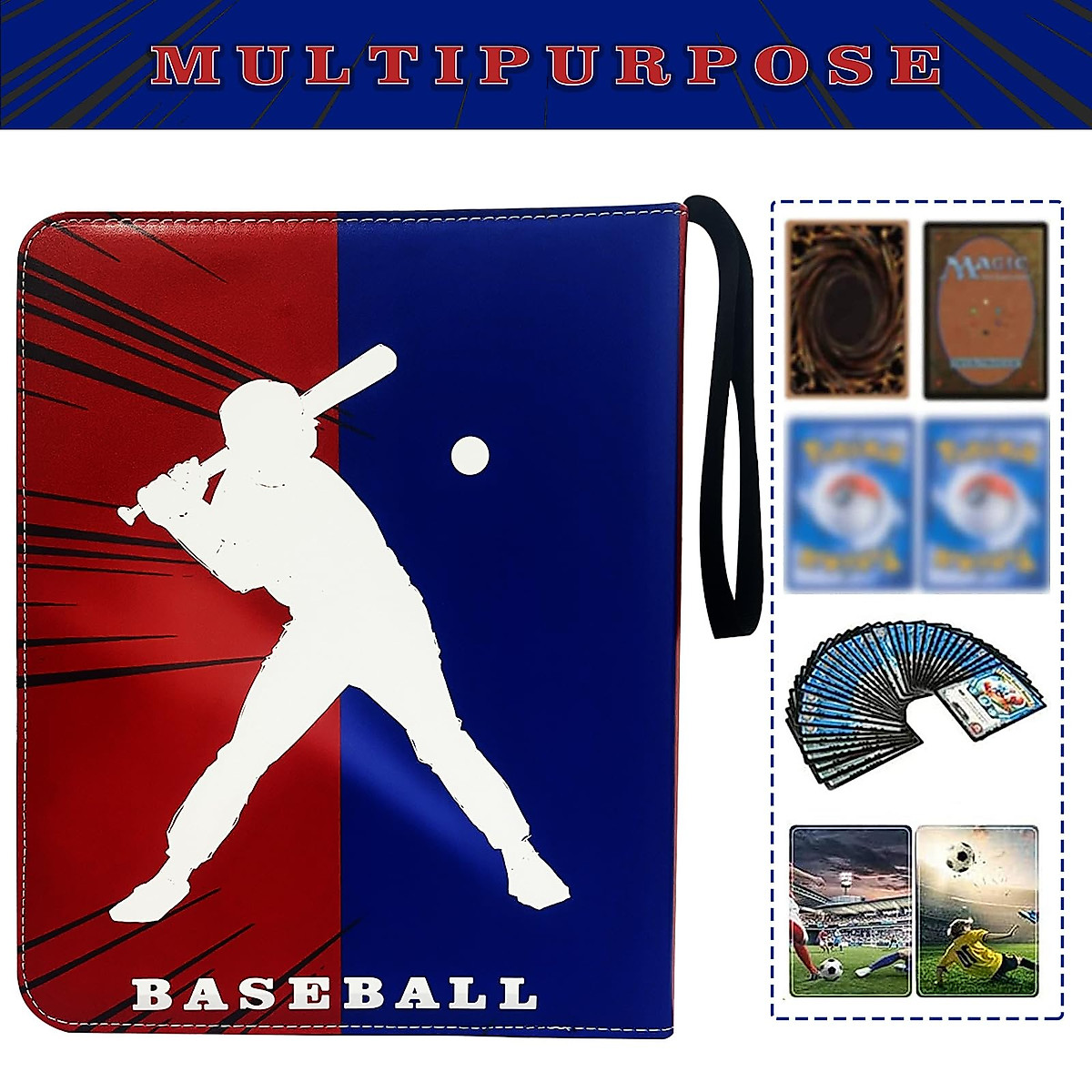 900 Pockets Baseball Cards Binder,Trading Cards Holder Card Collectors Album,Trading Card Binder 9 Pocket with 50 Removable Sleeves for Baseball Card and Sports Card