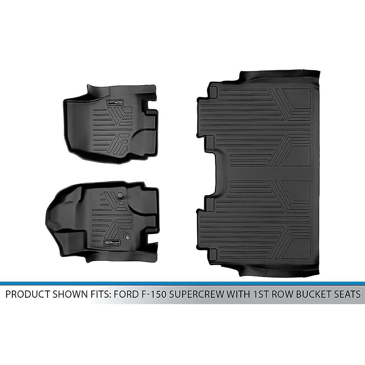 MAXLINER Custom Fit Floor Mats 2 Row Liner Set Black Compatible with 2015-2022 Ford F-150 SuperCrew Cab with 1st Row Bucket Seats
