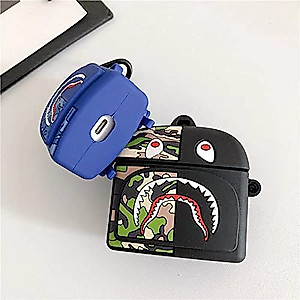 Bolod Designer Cases Made of Silicone for Airpods 1&2, Protective Cartoon Fashion Cases (Airpods 2&1, Black & Blue)