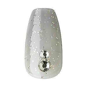 KISS imPRESS No Glue Mani Press On Nails, Premium, 'Legacy', Gray, Medium Size, Coffin Shape, Includes 30 Nails, Prep Pad, Instructions Sheet, 1 Manicure Stick, 1 Mini File