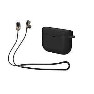 kwmobile Case & Strap Compatible with Sony WF-1000XM3 Case - Cover & Cord Holder Set - Black/Black