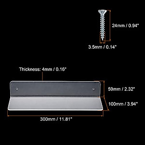 PATIKIL 11.81 x 3.94 Inch Acrylic Floating Shelf, Floating Wall Mounted Shelves for Bathroom Wall Decoration, Transparent 2 Pack