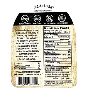 BetterTaste Natural Maple & Honey Flavored Allulose Syrup, 11.75-Ounce Bottle of Each Combo Pack, Zero Calorie Sugar Substitute, Non-GMO, Non-Erythritol, Gluten Free & Vegan Liquid Sweetener