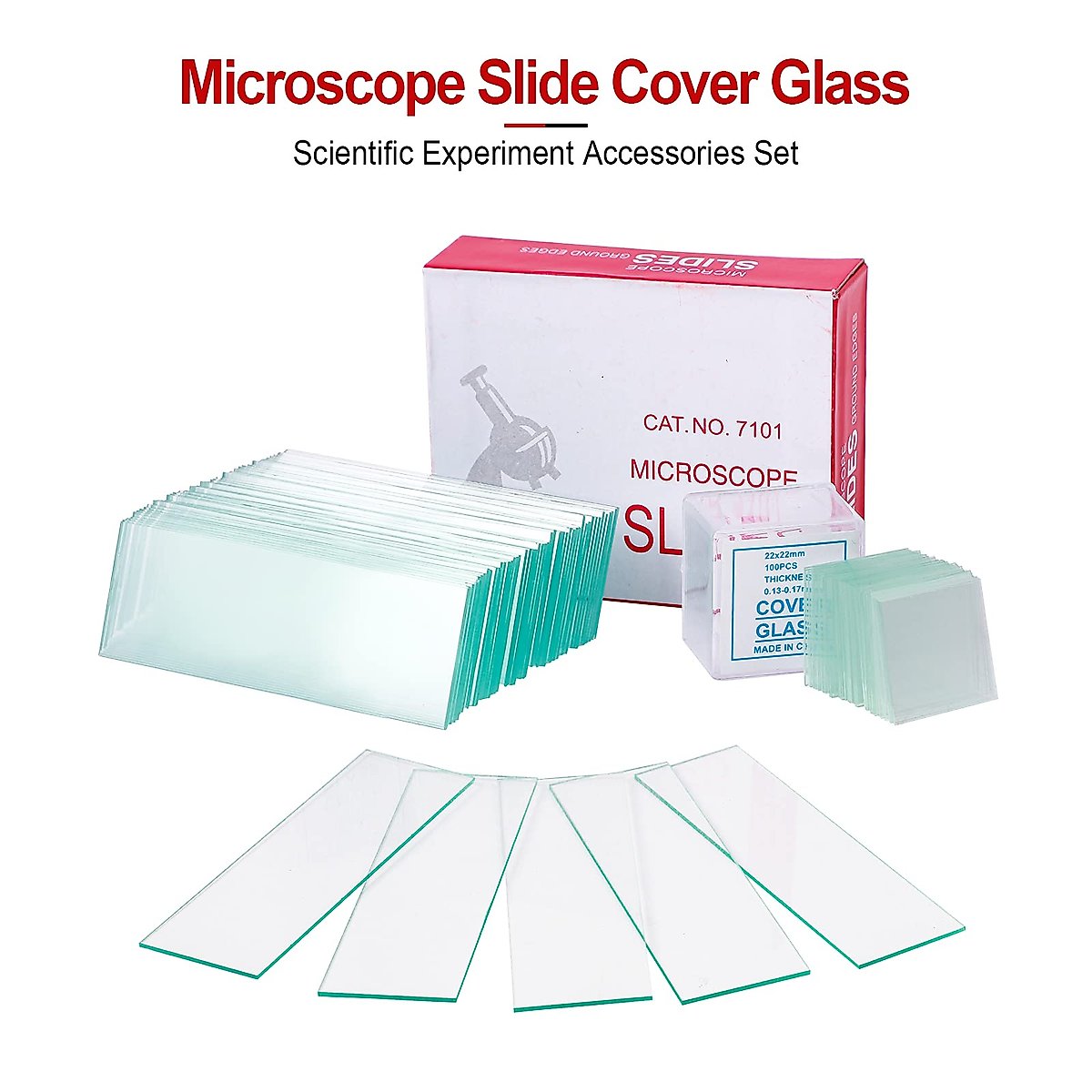 Pre-Cleaned Blank Microscope Slides Kit丨50PCS Ground Edge Glass Microscope Slides and 100PCS Square Cover Glass Slips Coverslips Set for Lab Science