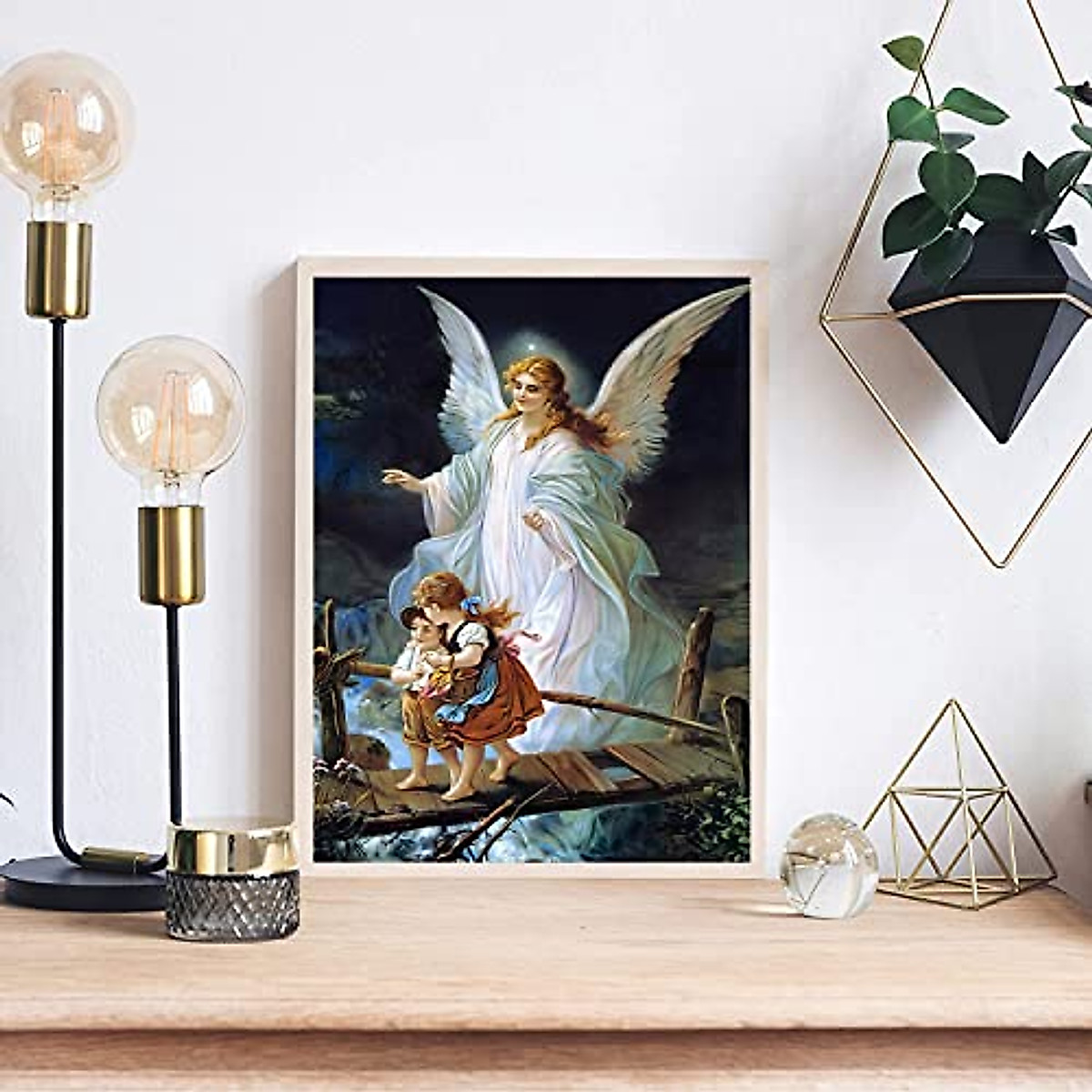 JesMolla 5D DIY Diamond Art Painting Kits for Adults, Large Size Full Drill Diamond Arts Rhinestone Pasted, DIY Painting Diamonod Dot Arts Crafts for Home Wall Decor Gift, 15.8”x21.6” (Angel Bless)