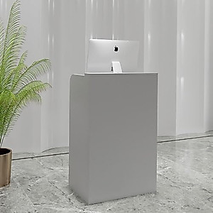 EESHHA Lectern Lightweight Lecterns Wooden Laptop Desk Podium Stand Small Conference Teacher Podiums Simple Floor Standing Standing Lectern, White