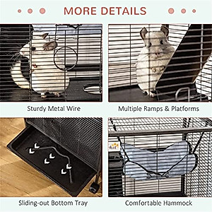 ACQUIRE Rabbit Chinchilla Hamster Cage with 4 Universal Wheels and Multiple Platforms - Silver Grey