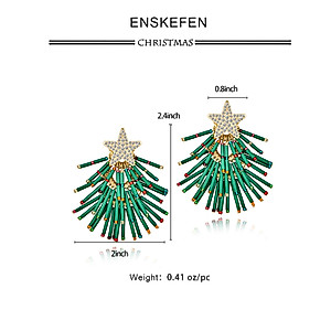 ENSKEFEN Christmas Earrings for Women Christmas Tree Stud Earrings Star Light Tube Tree Christmas Earrings Christmas Jewelry Gifts
