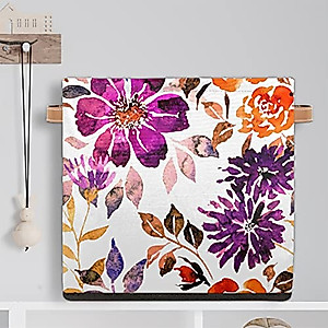Large Collapsible Storage Bins,Flower Leaves Decorative Canvas Fabric Storage Boxes Organizer with Handles,Cube Square Baskets Bin for Home Shelves Closet Nursery Gifts