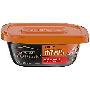 Purina Pro Plan High Protein Dog Food Wet, Braised Beef and Wild Rice Entree - (8) 10 Oz. Tubs