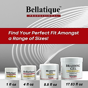 BELLATIQUE Professional Braiding Gel Maximum Hold Gel for All Hair Types (8.81 Oz) - No Flaking, No Whitening, Fast Drying, High Shine, Lasts Up to 48 Hrs