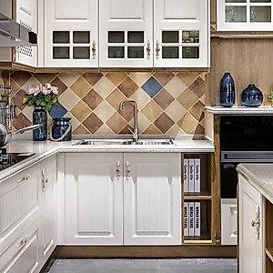 Aandxmok 10 Pack Round Ivory White Gold Knobs and Plates - 1.16” Knob & 5.8” Plate - Boho Cabinet Knobs for House Furnitures Decorative Flower Look, Metal Cabinet Desk Knobs